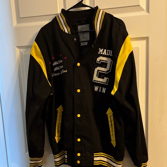 Raw Blue | Jackets & Coats | Mens Black And Yellow Varsity Jacket ...